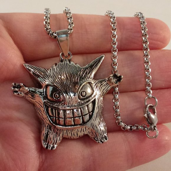 Accessories | Mens Silver Stainless Steel Carved Gengar Pokemon Pendant ...
